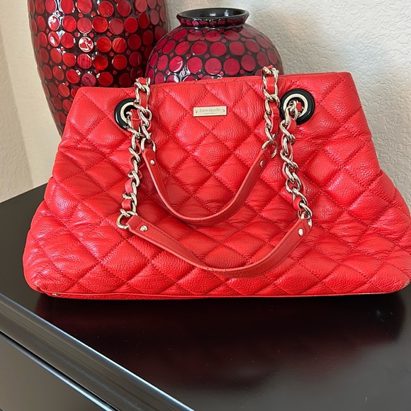 kate spade | Bags | Kate Spade Red Quilted Shoulder Bag | Poshmark